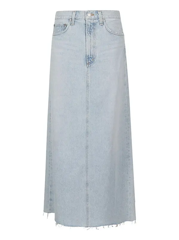 AGOLDE Mid-rise Frayed Edge Denim Skirt - Gray