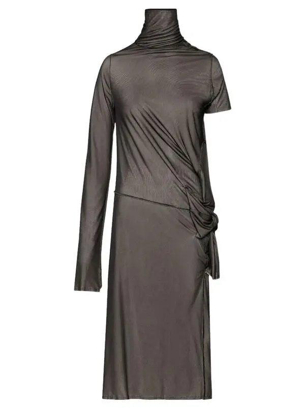 MAISON MARGIELA One-shoulder Semi-sheer Midi Dress - Black