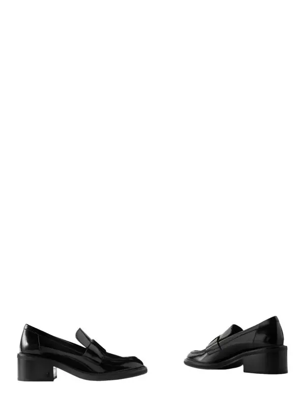 JIMMY CHOO Patent Leather Block Heel Loafers - Black