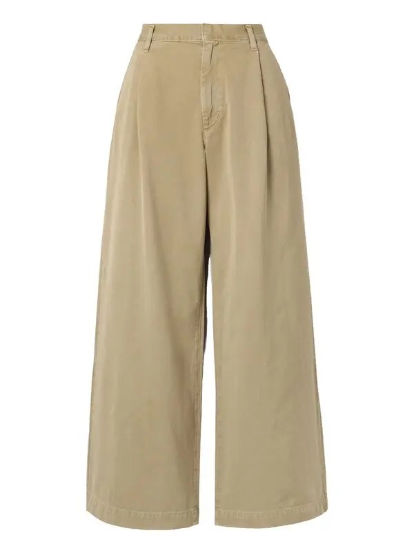 AGOLDE Pleated Twill Wide-leg Pants - Beige