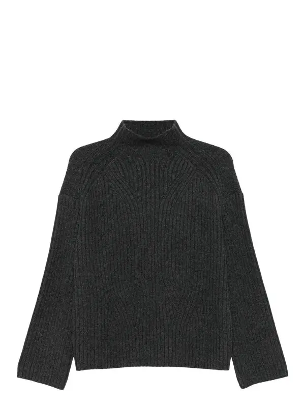 LOULOU STUDIO Ines Ribbed High Neck Sweater - Black