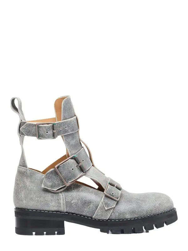 VIVIENNE WESTWOOD Rome Distressed Buckled Boots - Gray