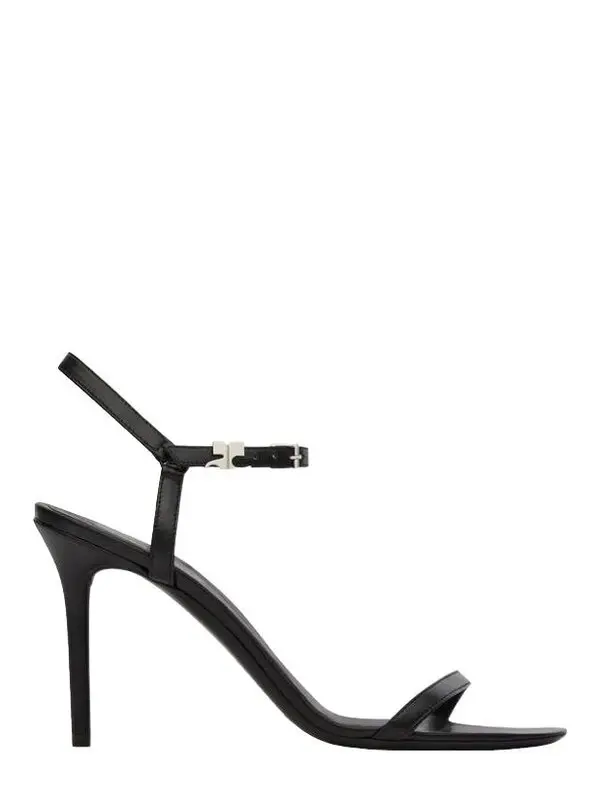 COURREGES Logo Heeled Sandals With Adjustable Ankle Strap - Black