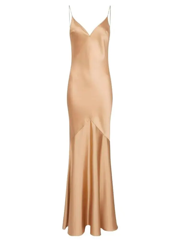 Elisabetta Franchi Satin Gown With Thin Straps - Suede