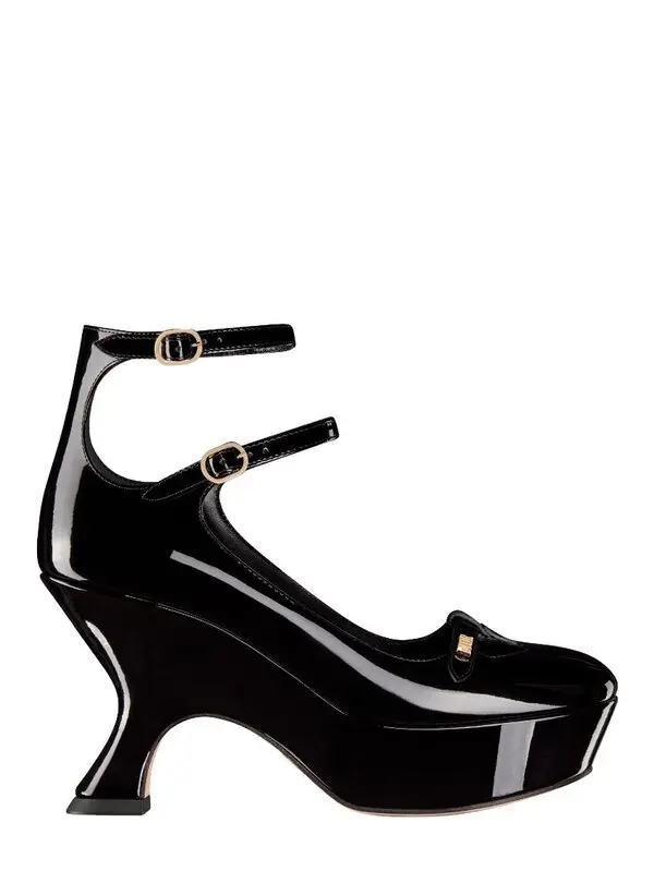 Dior Patent Leather Wedge Pumps - Black