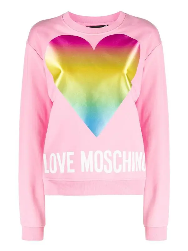 Moschino Rainbow Heart Logo Sweatshirt - Pink