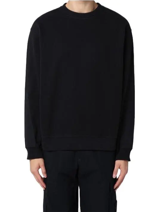 Stone Island Crewneck Sweatshirt With Embroidered Logo - Black