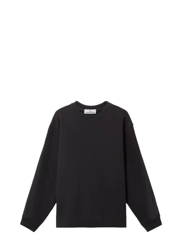 Stone Island Crewneck Sweatshirt With Embroidered Logo - Black