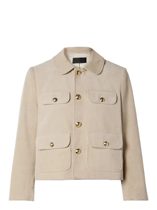 NILI LOTAN Chamonix Cropped Corduroy Jacket - Sand