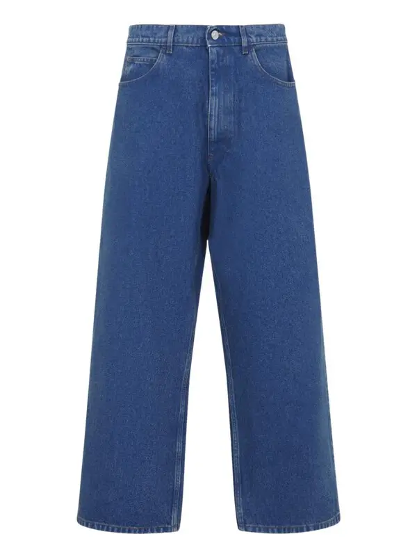 Marni Logo Printed Wide-leg Jeans - Ocean