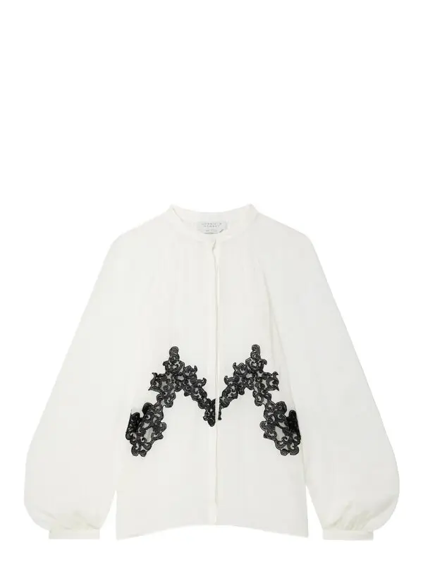 Gabriela Hearst Long-sleeved Shirt With Lace Embellishment - Ivory