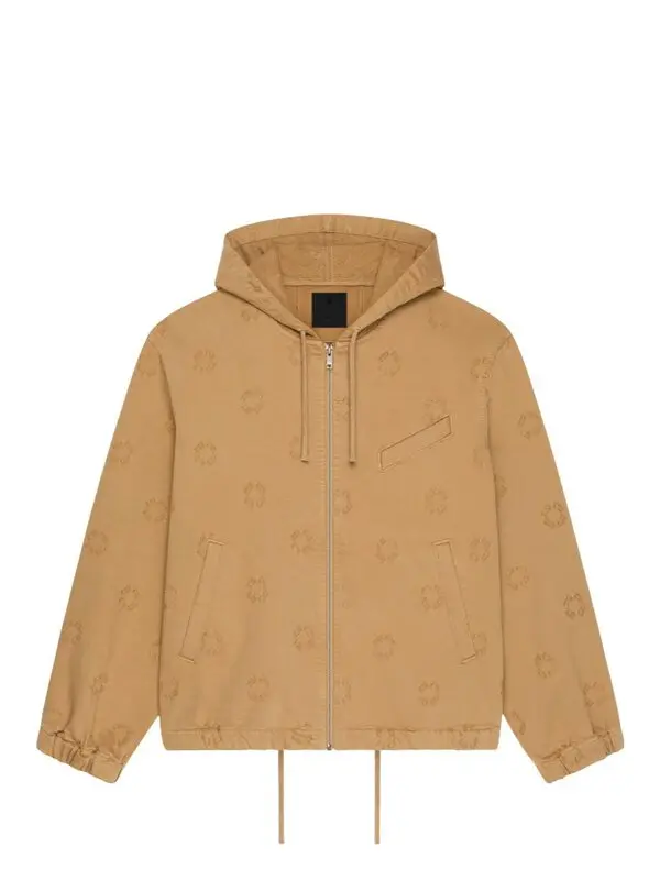 Givenchy Logo Detailed Zip-up Hooded Jacket - Light Brown