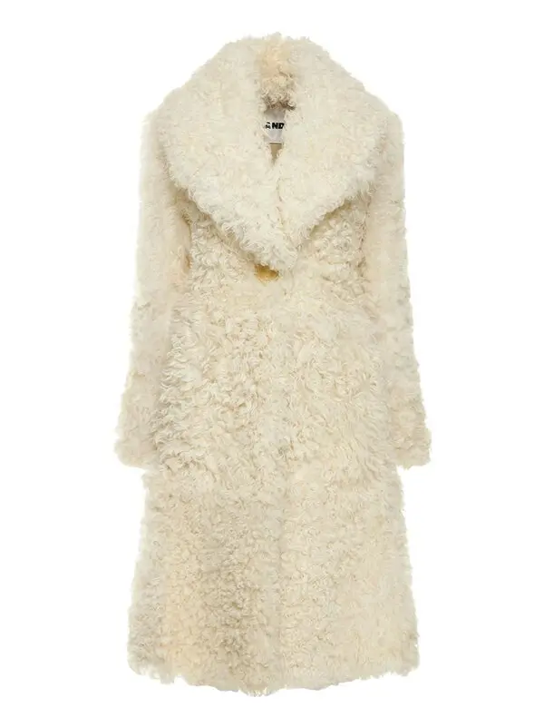 JIL SANDER Long-sleeved Fur Coat - Nude