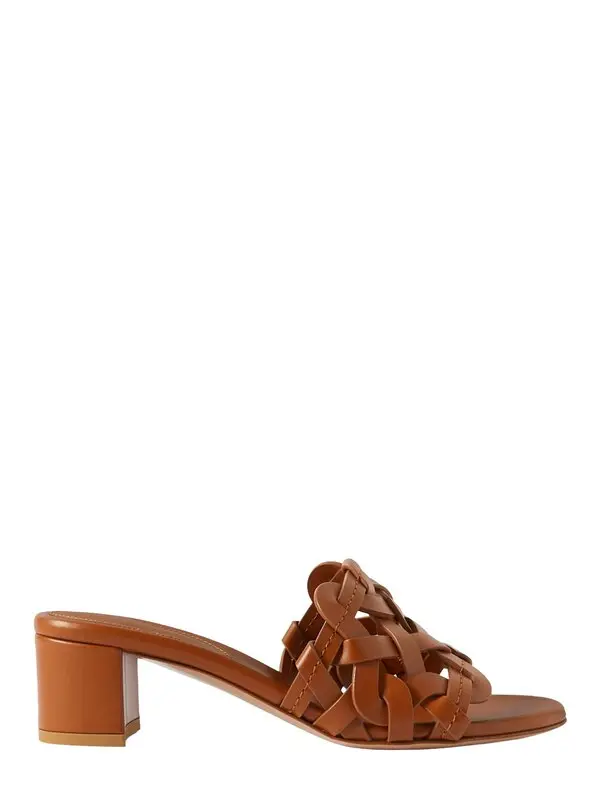GIANVITO ROSSI 45mm Amalfi Braided Mules - Tan