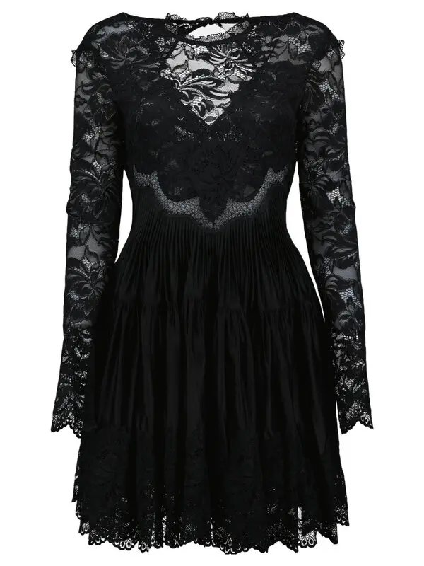Rabanne Lace-panel Ruffled Midi Dress - Black