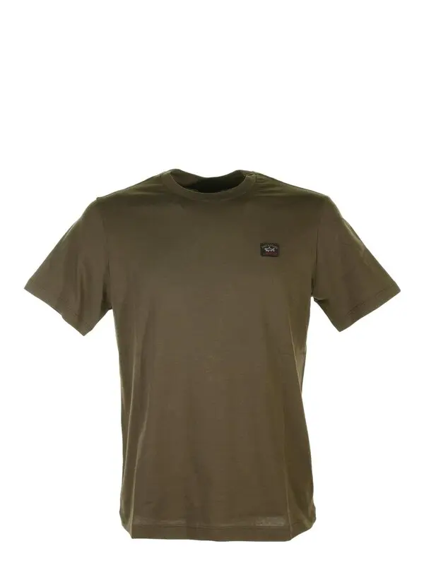 PAUL  SHARK Paul Shark Logo Patch Crewneck T-shirt - Green