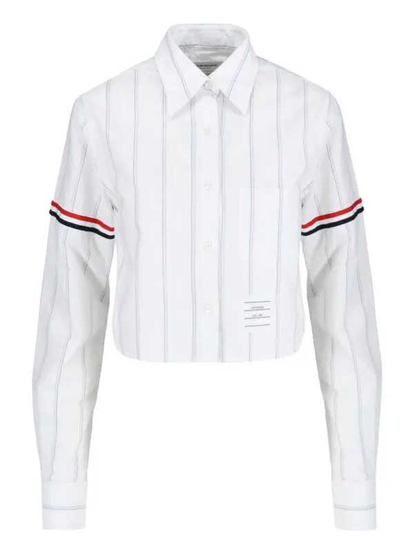 Thom Browne Striped Cropped Shirt - White