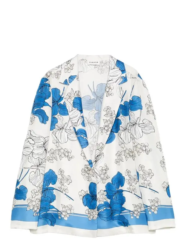 P.a.r.o.s.h Floral Print Collared Blazer - White