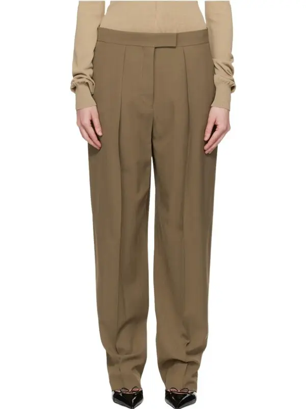 FERRAGAMO High-waisted Pleated Trousers - Lead
