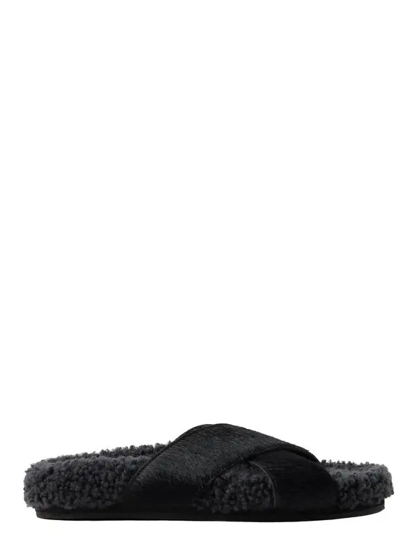 ANCIENT GREEK SANDALS Open-toe Slippers With Embossed Detailing - Black