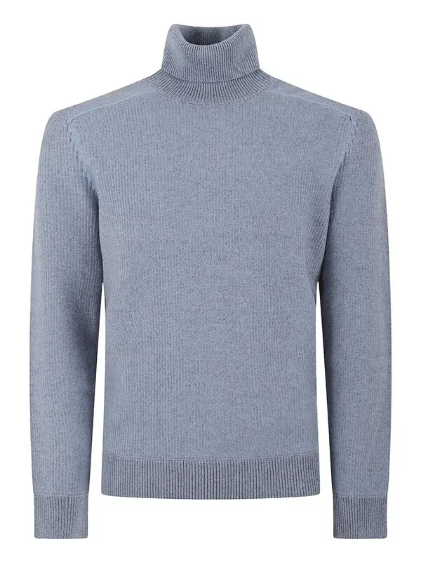 Zegna Ribbed Turtleneck Sweater - Blue