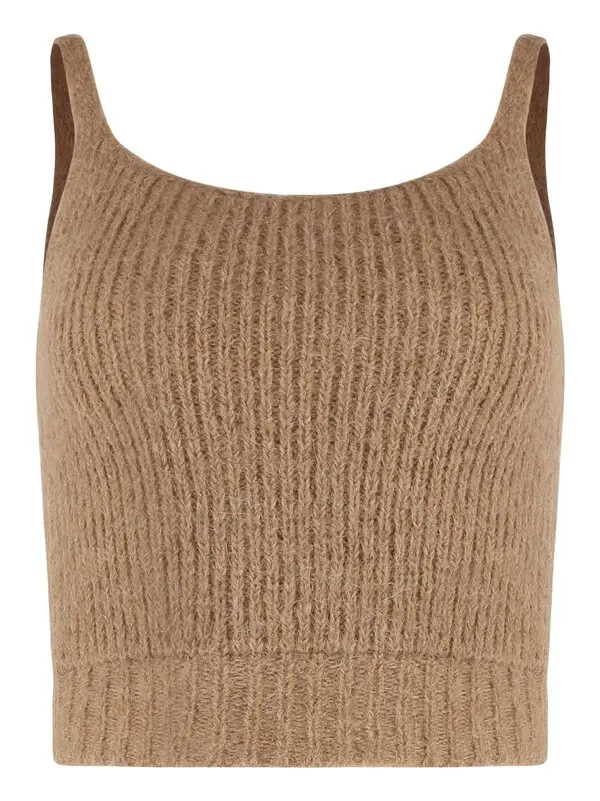 Peserico Ribbed Knit Top - Brown