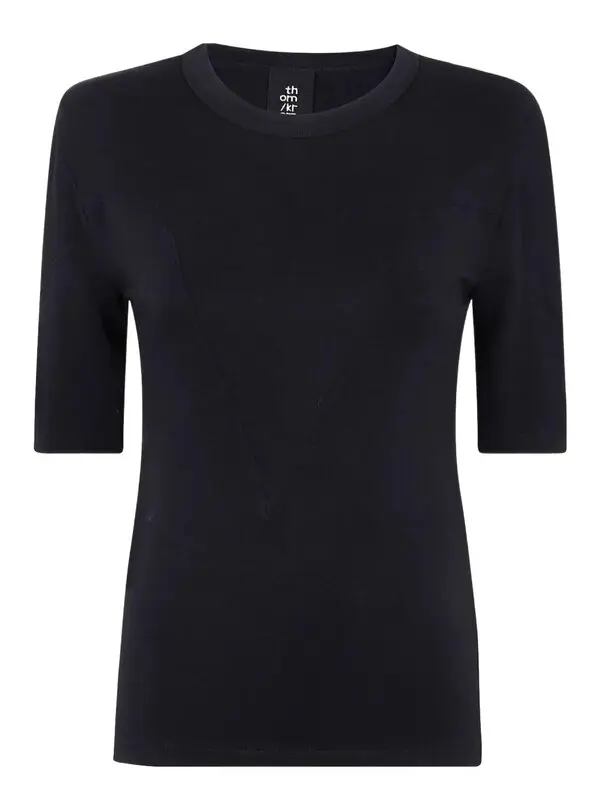 THOM KROM Round Neck Half Sleeve Top - Black