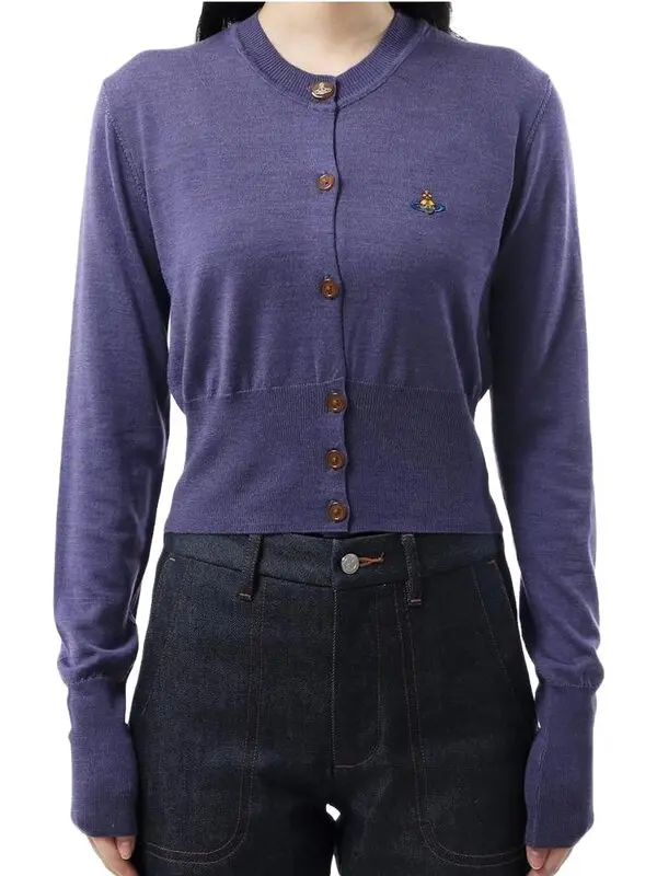 VIVIENNE WESTWOOD Long-sleeved Knitted Cardigan - Purple