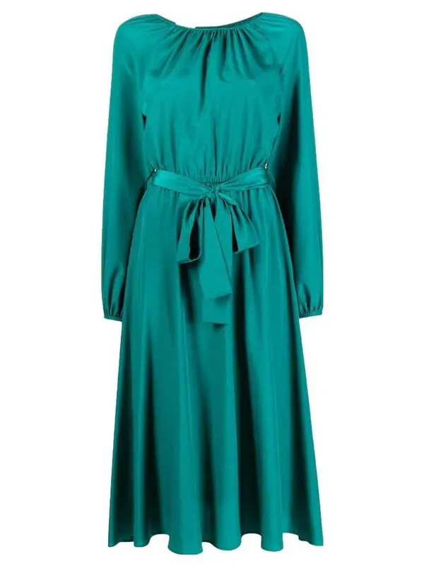 P.a.r.o.s.h Palmer Belted Midi Dress - Green