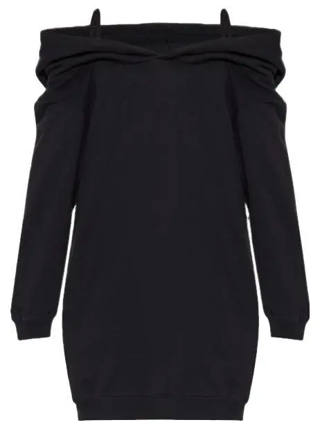 MAISON MARGIELA Oversized Hooded Mini Dress With Ribbed Cuffs - Black