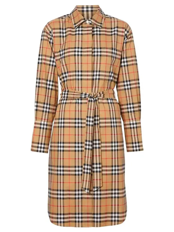 Burberry Vintage Check Cotton Shirt Dress - Nude