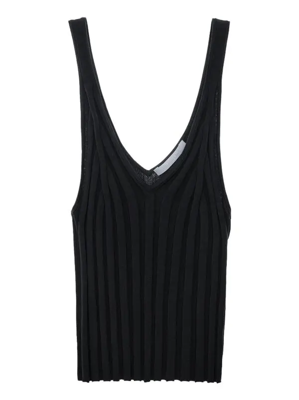 Helmut Lang Angela Knit V-neck Tank Top - Black
