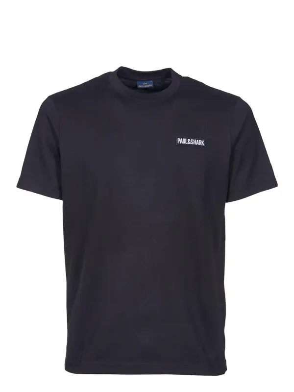 PAUL  SHARK Paul Shark Logo Patch Crewneck T-shirt - Black