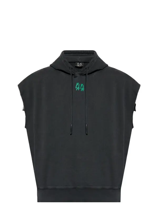 44 LABEL GROUP Sleeveless Drawstring Hoodie With Logo And Monogram - Gray