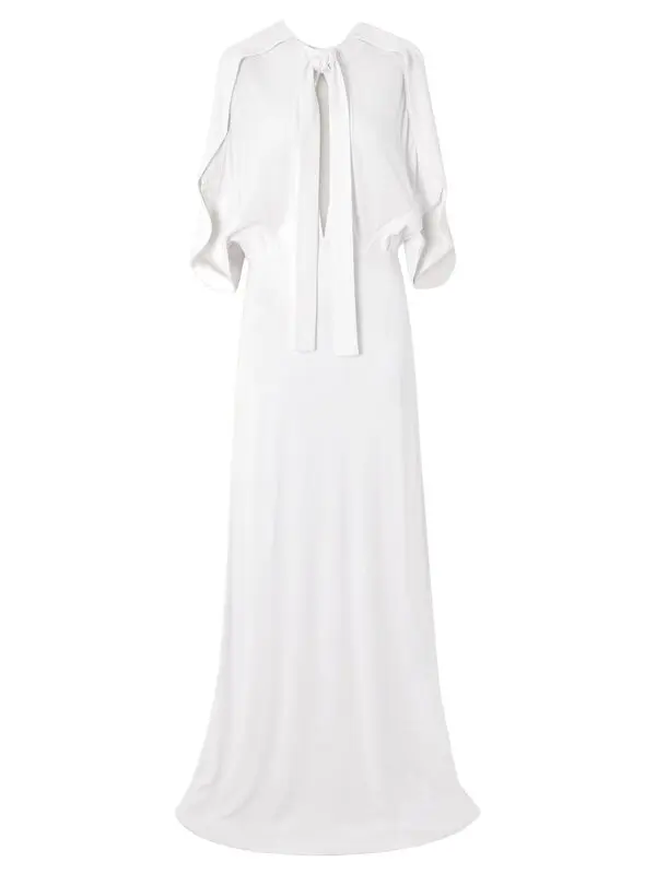 16Arlington Elian Tie-neck Draped Stretch-jersey Maxi Dress - White