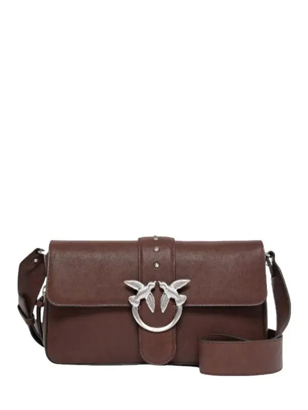Pinko Medium Leather Classic Love Slouchy Shoulder Bag - Red