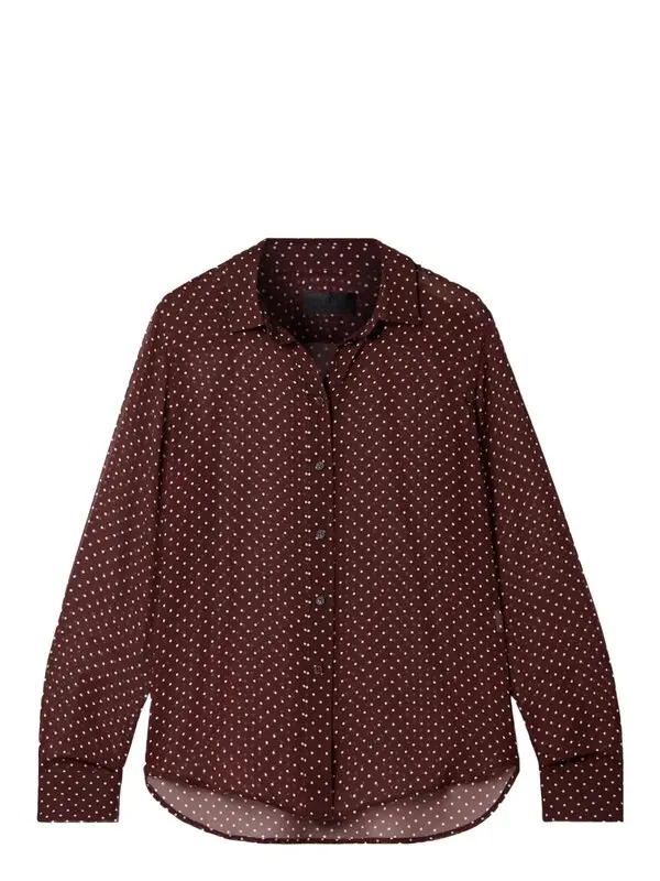 NILI LOTAN Gaia Polka-dot Silk Crepe De Chine Shirt - Brown