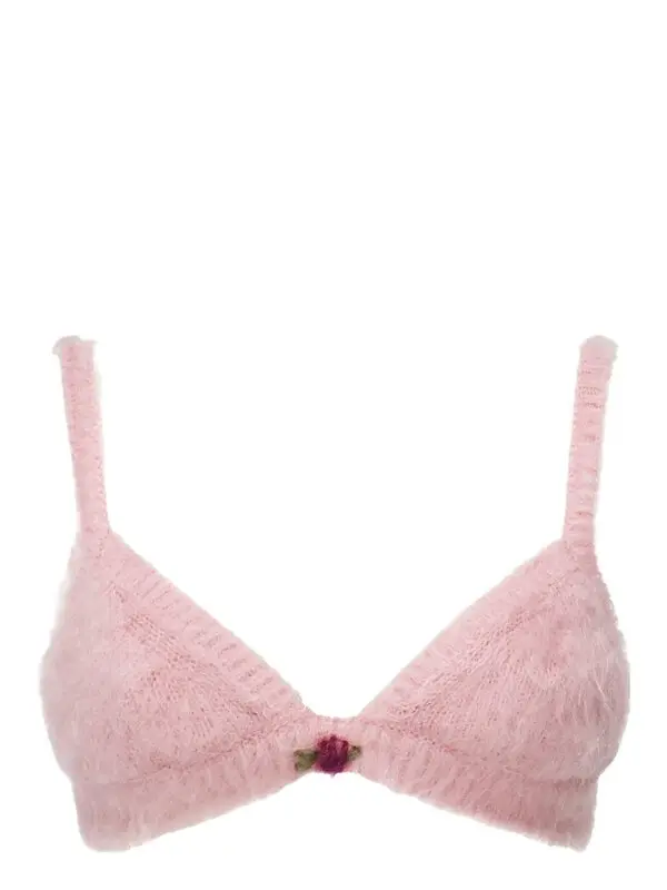 Alessandra Rich Sleeveless Embroidered Flower Top - Pink