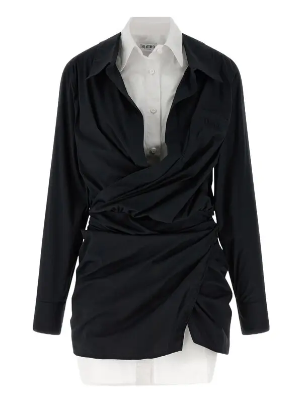 Attico Double Layer Asymmetrical Shirt Dress - Black
