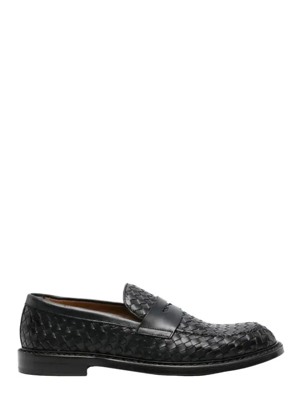 DOUCAL'S Woven Embossed Loafers - Black