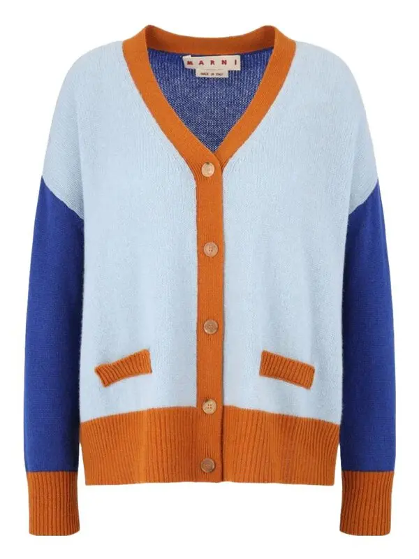 Marni Contrasting-trim Knit Cardigan - Blue