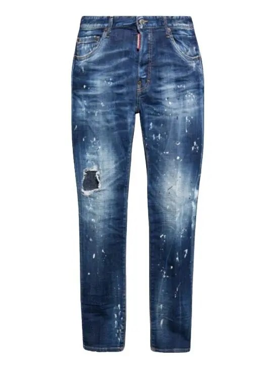 Dsquared2 Cool Guy Mid-rise Embellished Distressed Jeans - Blue