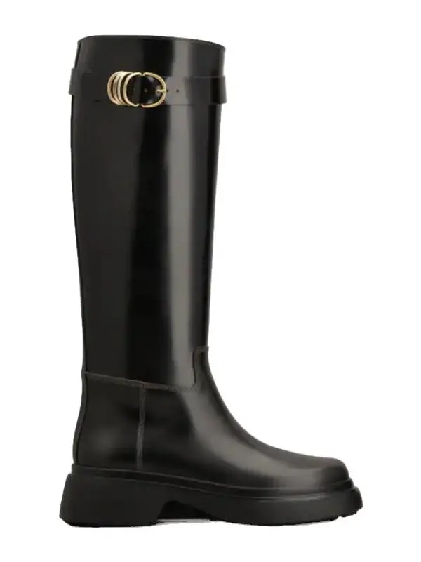 TOD'S Knee High Chunky Boots With Buckled Straps - Grey