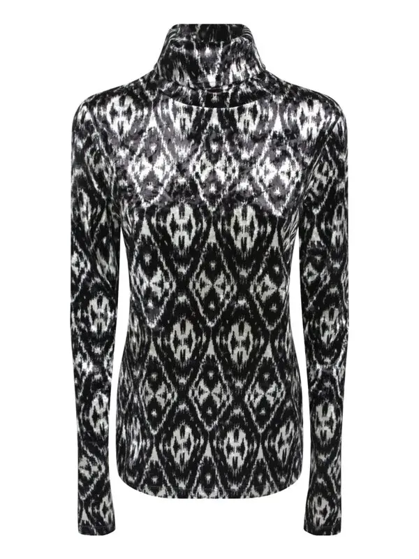 PIERRE-LOUIS MASCIA Graphic High Neck Knitwear - Black