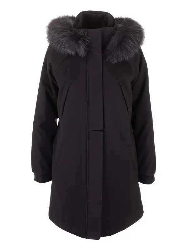 Loro Piana Icery" Hooded Long Jacket - Caviar Color