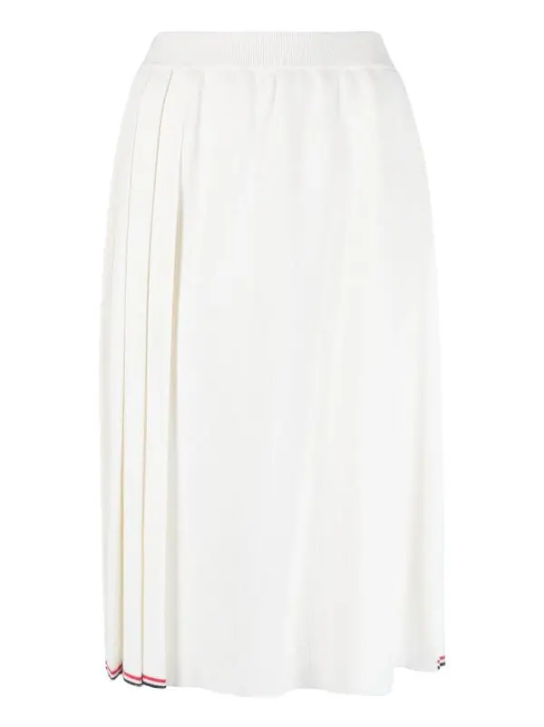 Thom Browne Pleated Wrap Skirt With Striped Hem - White