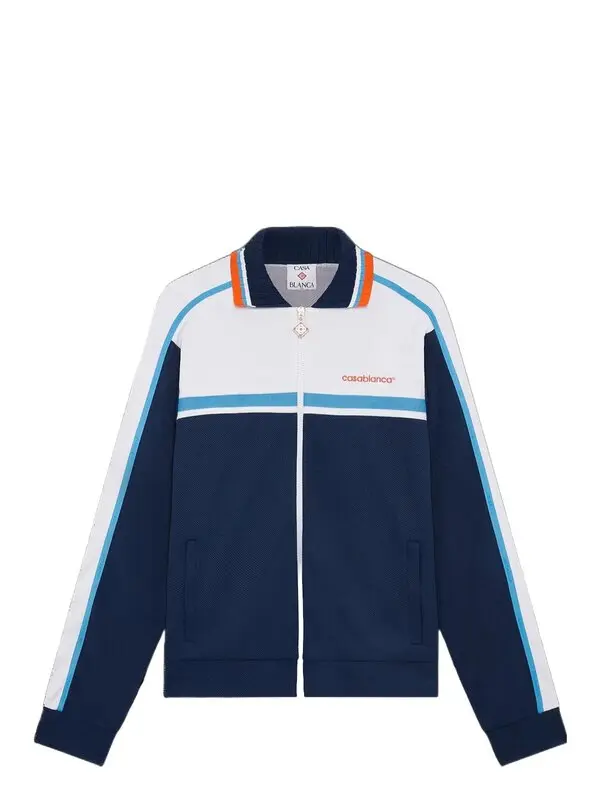 Casablanca Graphic Print Long Sleeve Zip Up Jacket - Blue