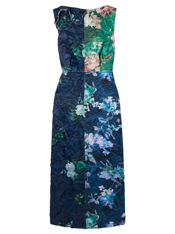 Erdem Floral Print Sleeveless Midi Dress - Blue