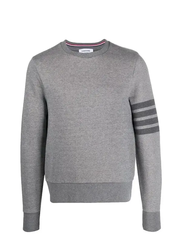 Thom Browne 4-bar Striped Crewneck Sweatshirt - Medium Gray