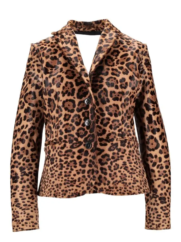 Lela Rose Long-sleeved Leopard-print Leather Jacket - Multicolor